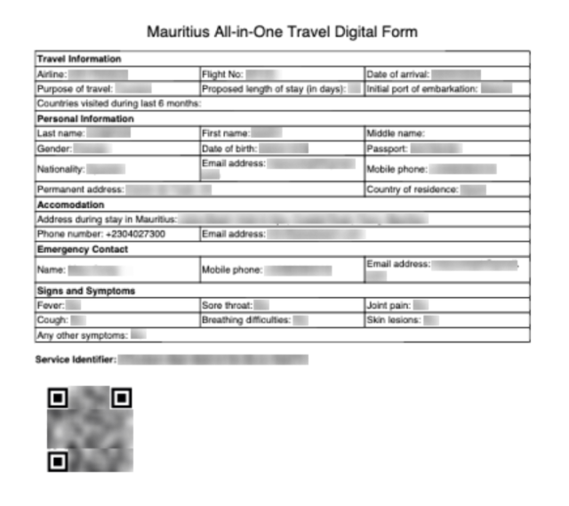 Mauritius All-in-One Digital Travel Form